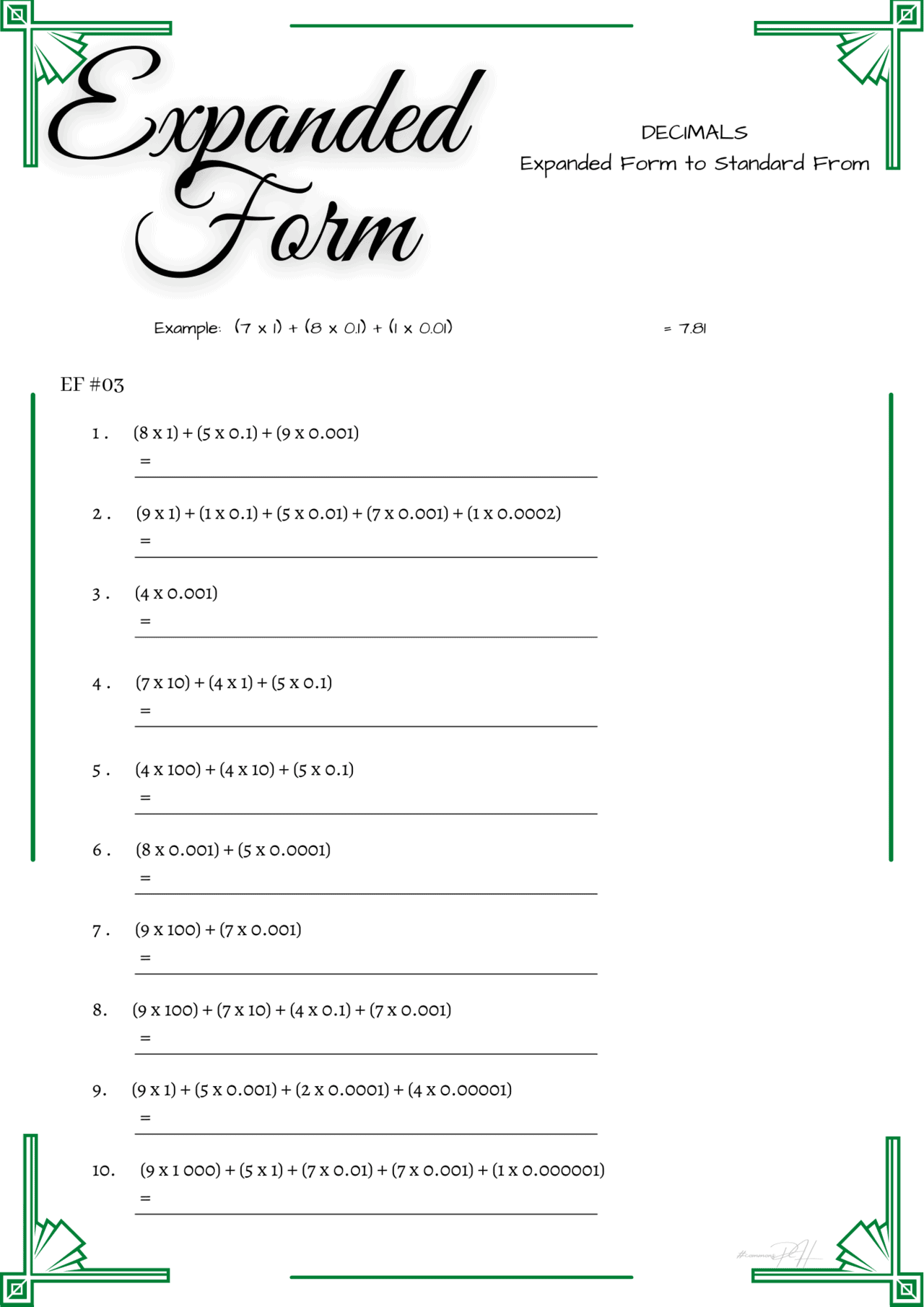 Grade 6 Exercise | Expanded Form