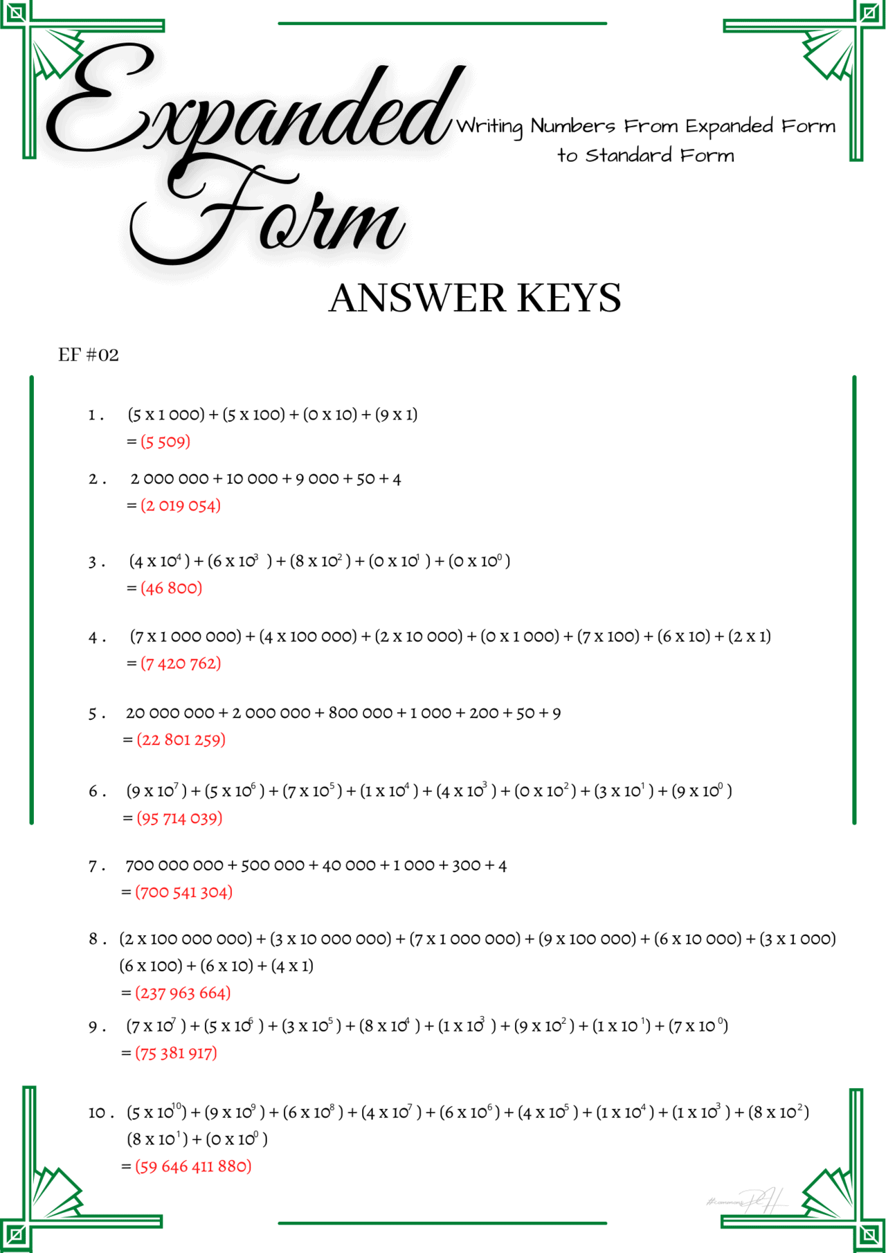 Grade 6 Exercise | Expanded Form