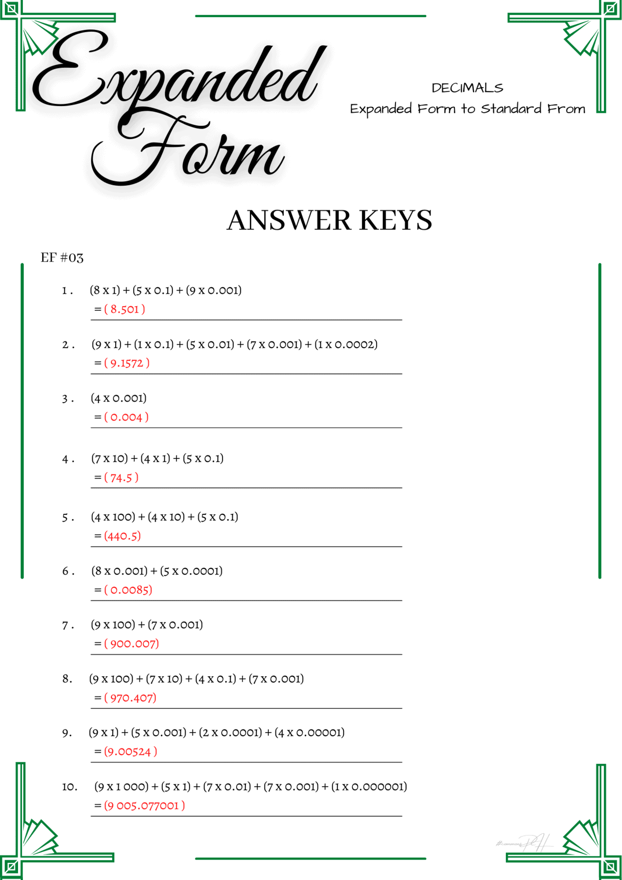 Grade 6 Exercise | Expanded Form