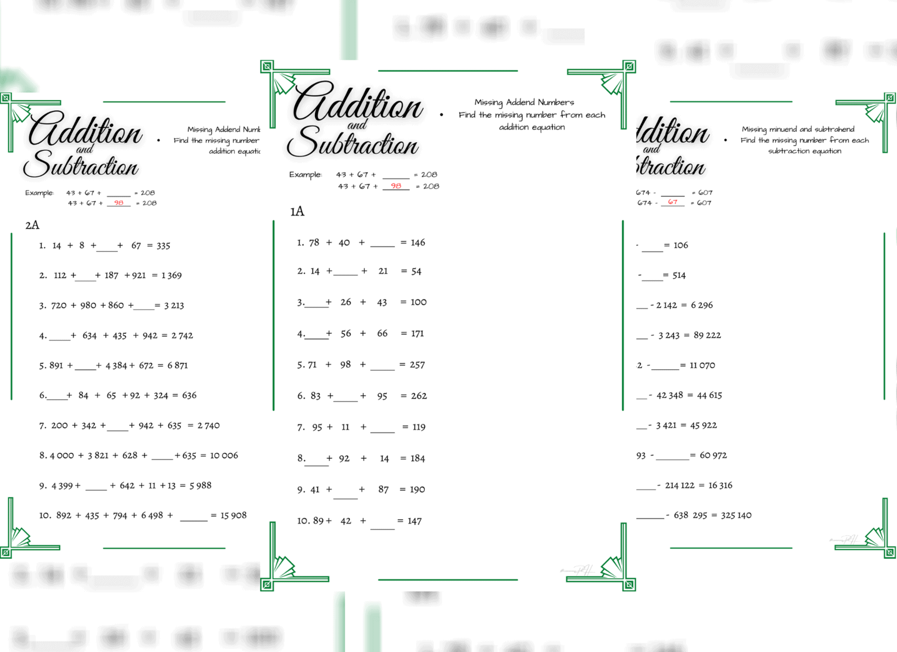 Grade 6 Worksheets | Addition and Subtraction