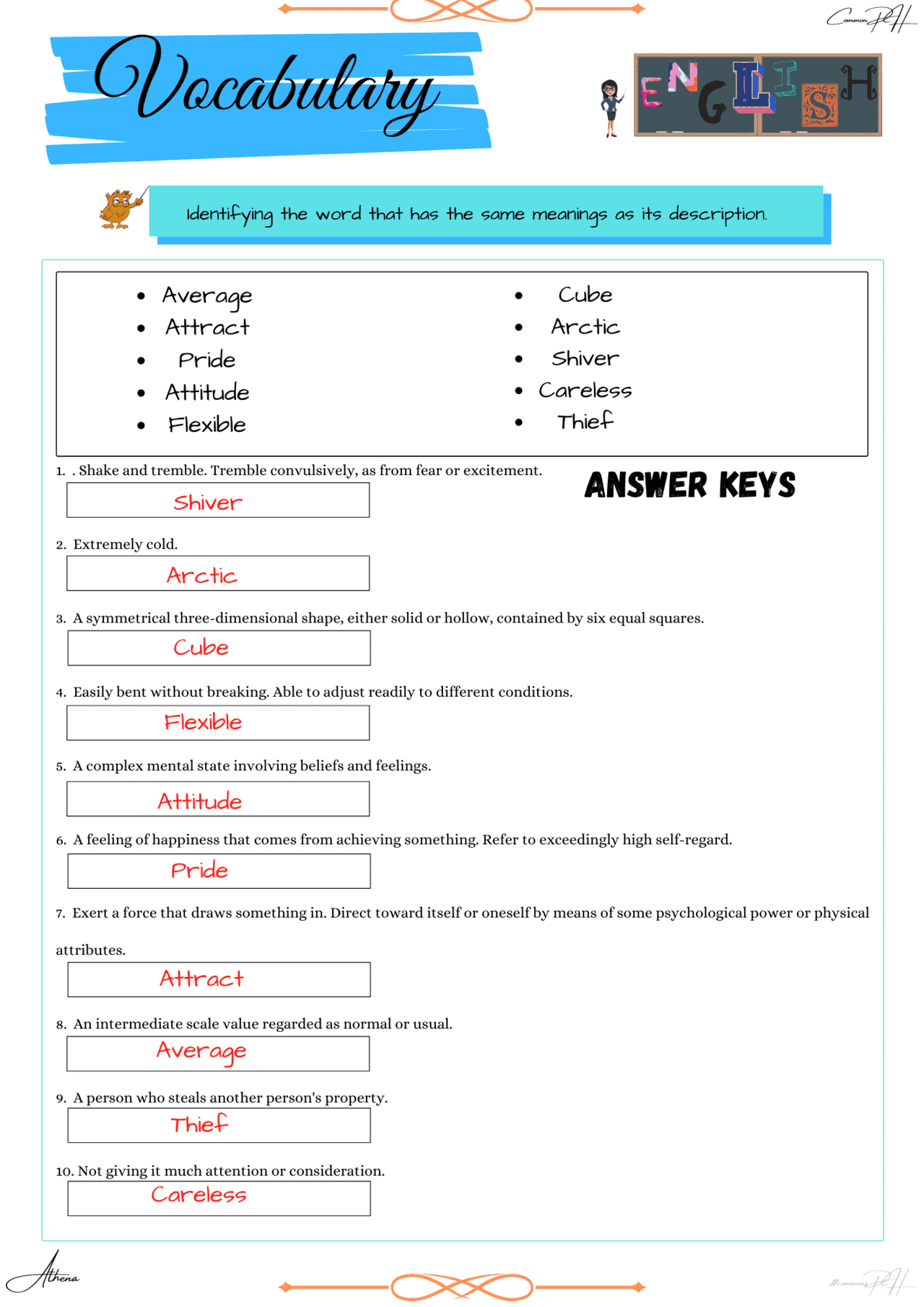 Grade 3 English Activity | Vocabulary