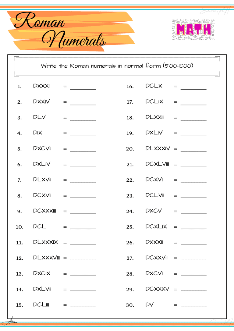 Grade 4 Math | Roman Numerals II