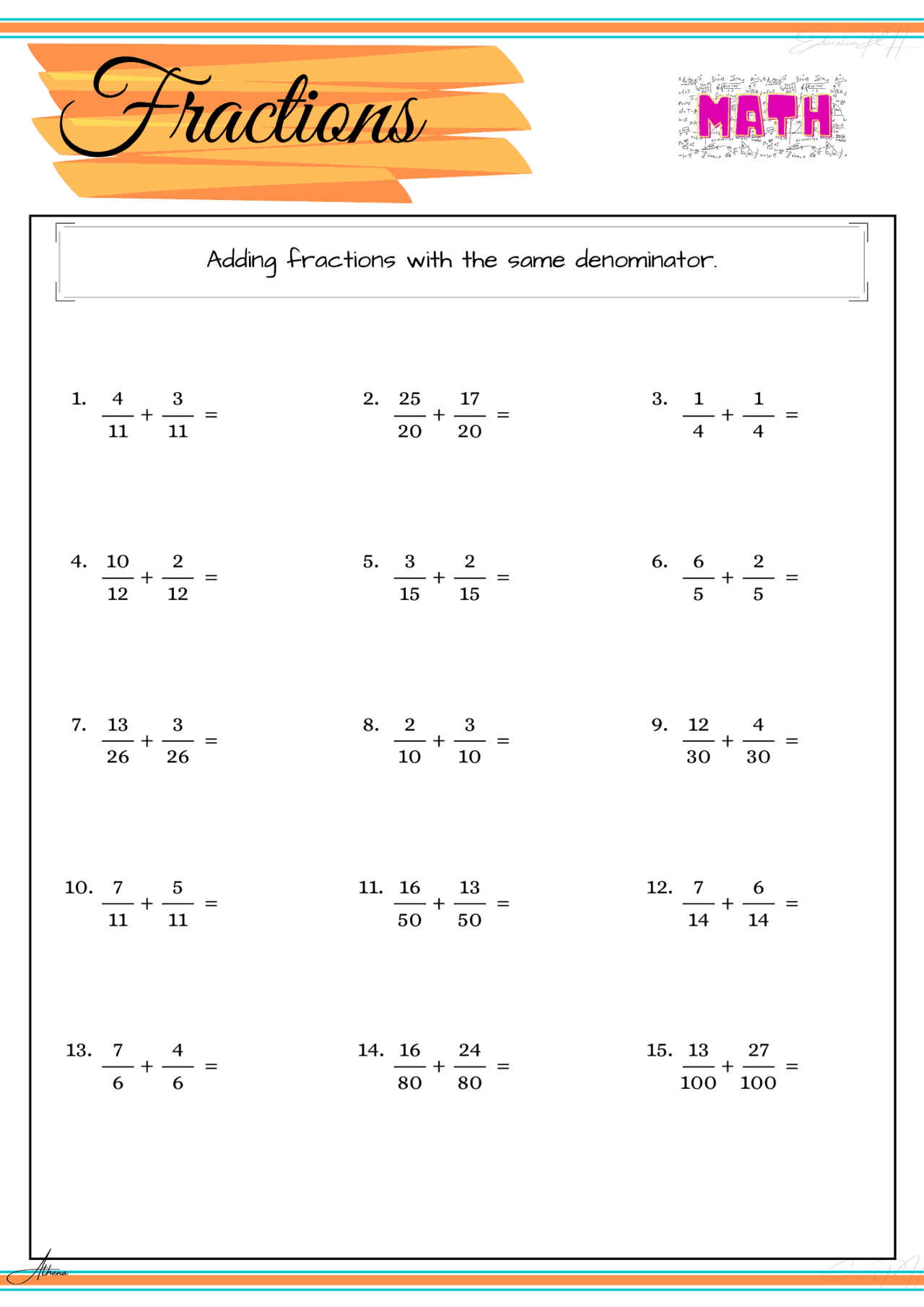 Grade 4 Math | Fractions I (Addition)