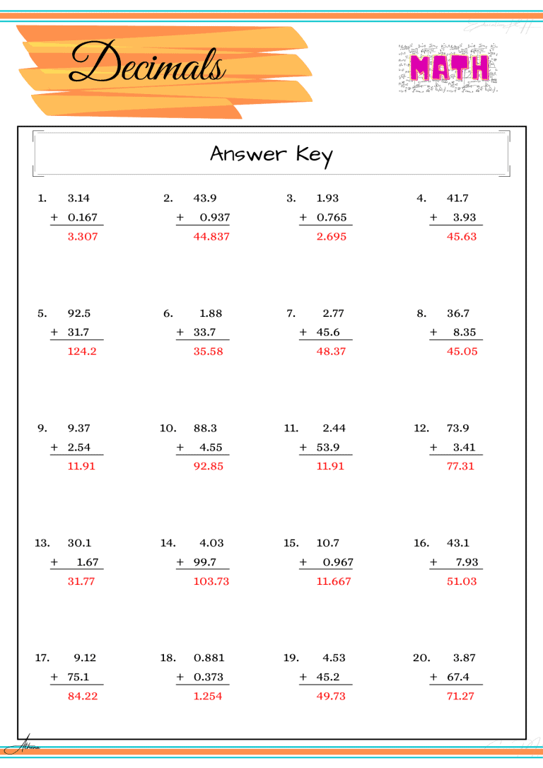 Grade 4 Math | Decimals IV (Addition)