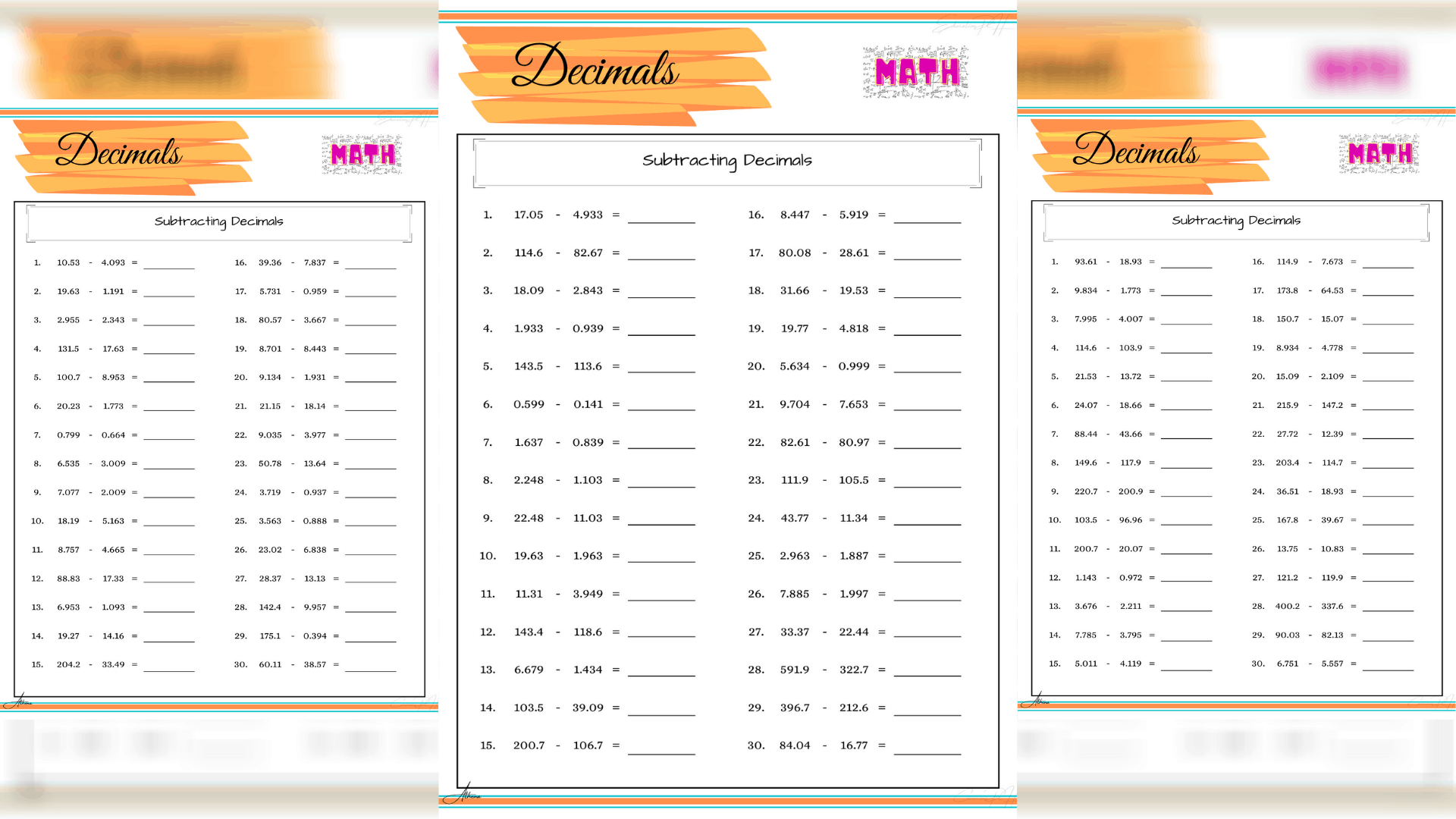 Grade 4 Math | Decimals VI (Subtraction)