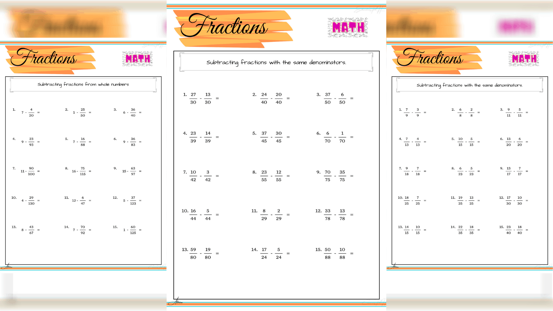 Grade 4 Math | Fractions IV (Subtraction)