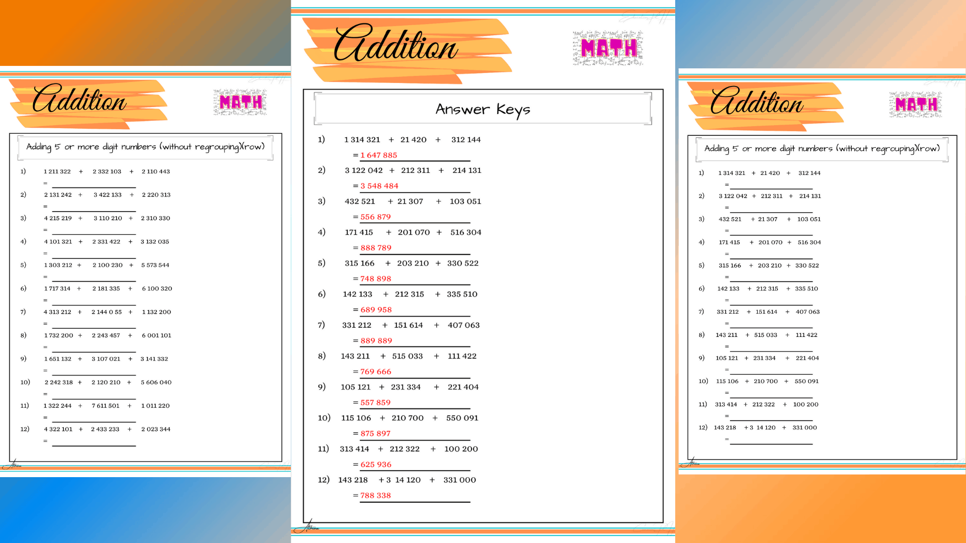 Grade 6 Math | Addition III (without regrouping)